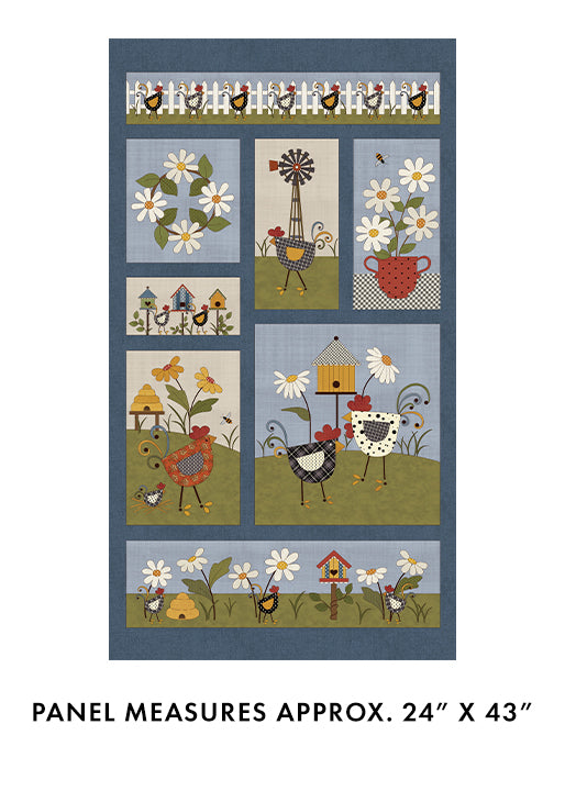 Prairie Chicks - Panel Blue/Multi - 16752-55 – Calliope Quilts