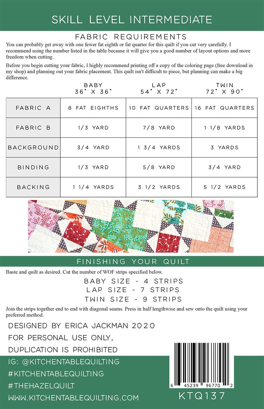 The Hazel Quilt Pattern – Calliope Quilts