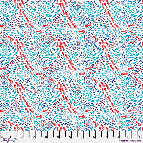Polar Seas - Squids and Fish - White – Calliope Quilts